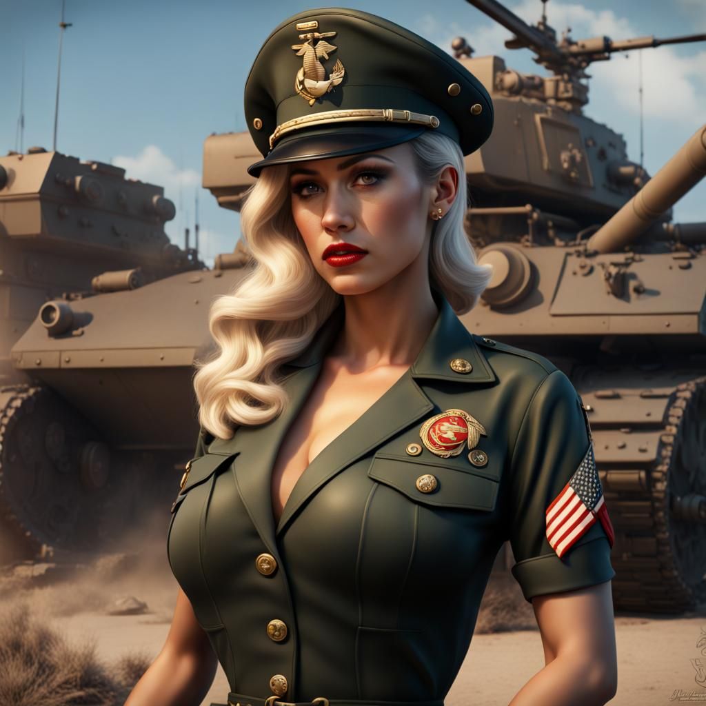 US Marine Corps Pin up Girl Hyper realistic - AI Generated Artwork - NightCafe Creator