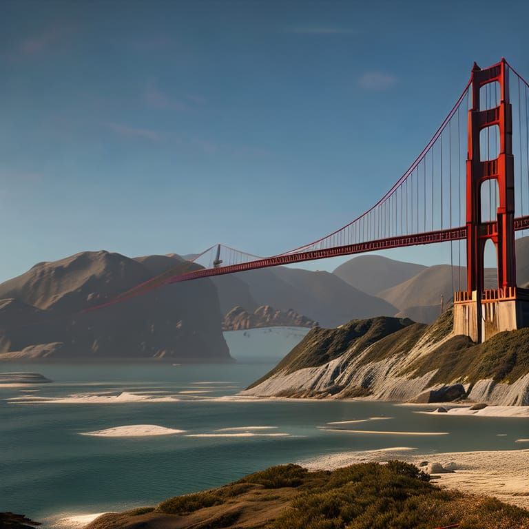 Post-Apocalyptic golden gate bridge looking towards Alcatraz 3D Game ...