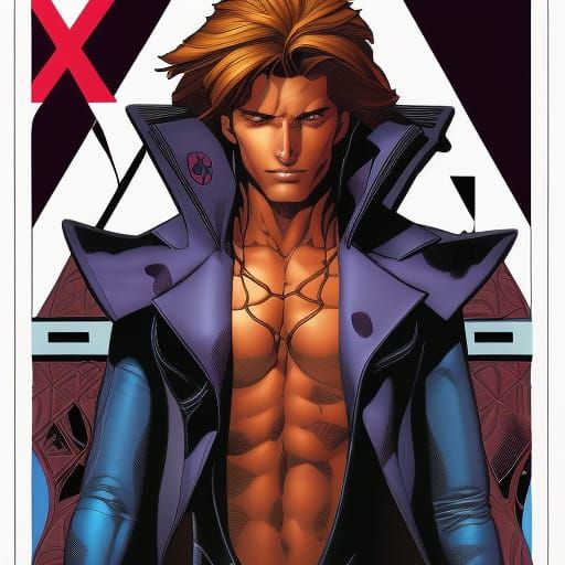 Detailed Gambit holding ace X-men comic cover - AI Generated Artwork - NightCafe Creator