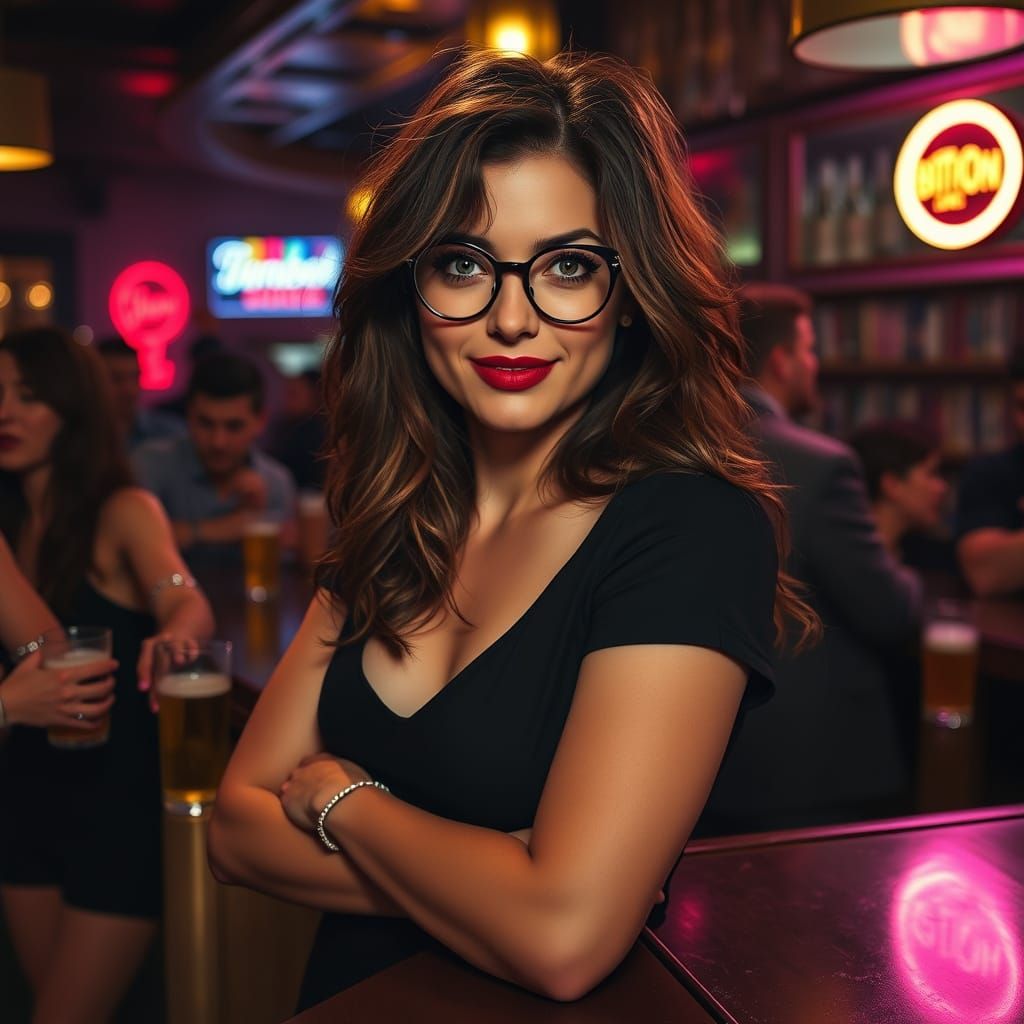Sultry Nightcap in a Dimly Lit Bar, Inspired by Mo... - AI Art