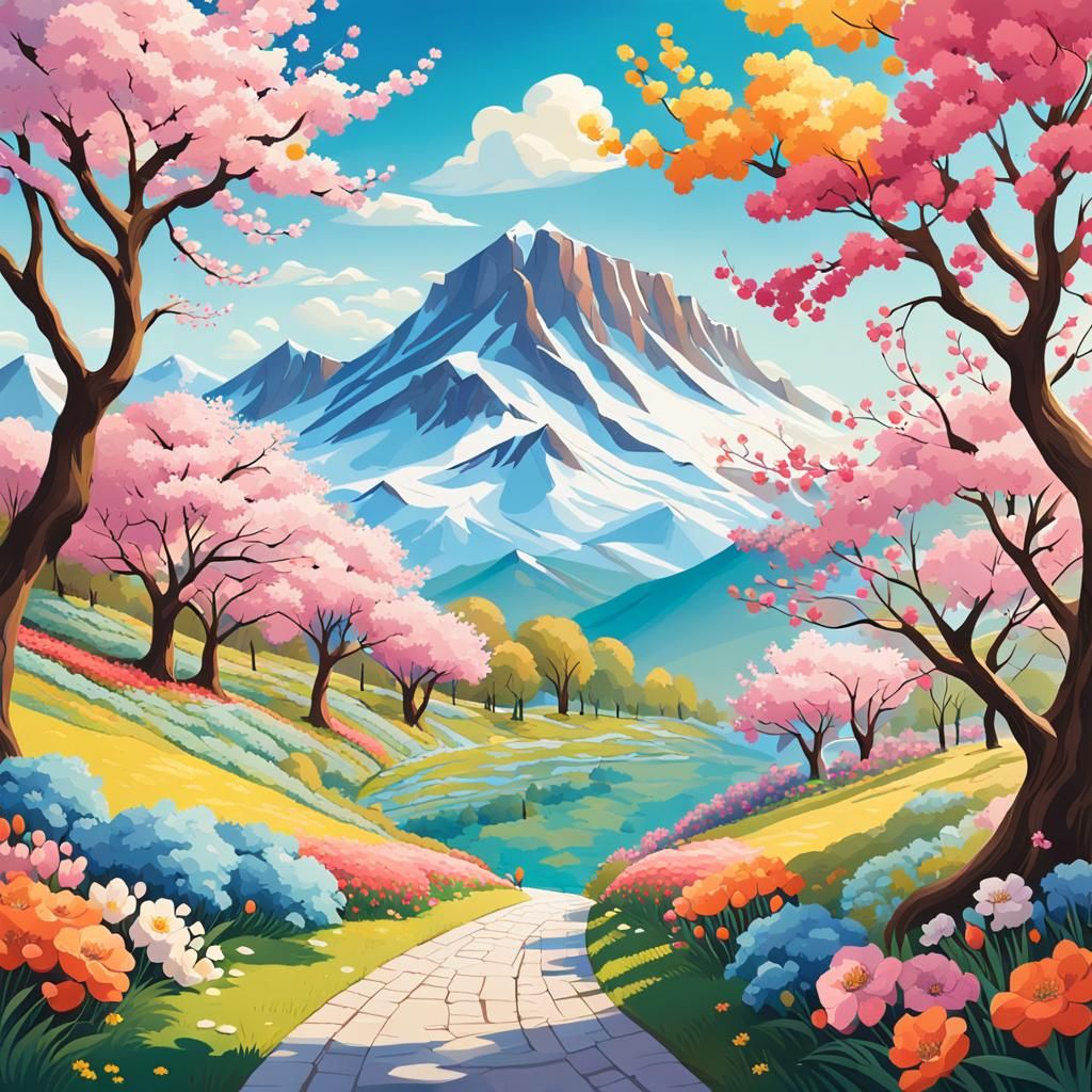 Beautiful Spring Landscape - AI Generated Artwork - NightCafe Creator