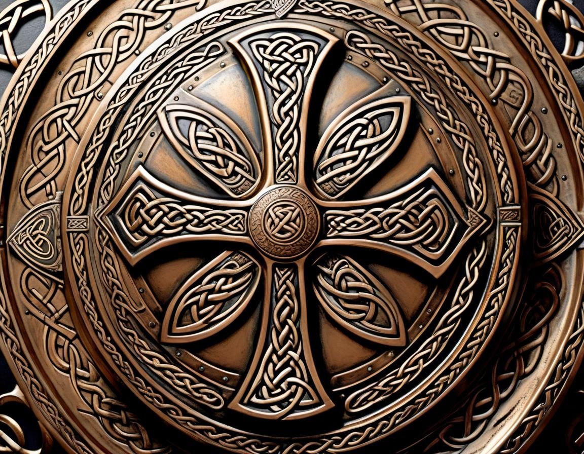 Bronze Celtic Knot Shield - AI Generated Artwork - NightCafe Creator