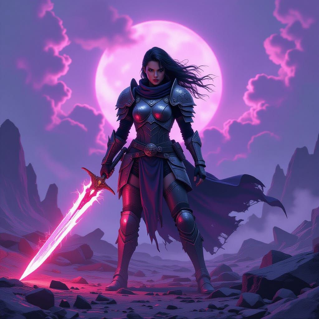 Defiant Warrior on Alien Battlefield in Comic Styl... - AI Art