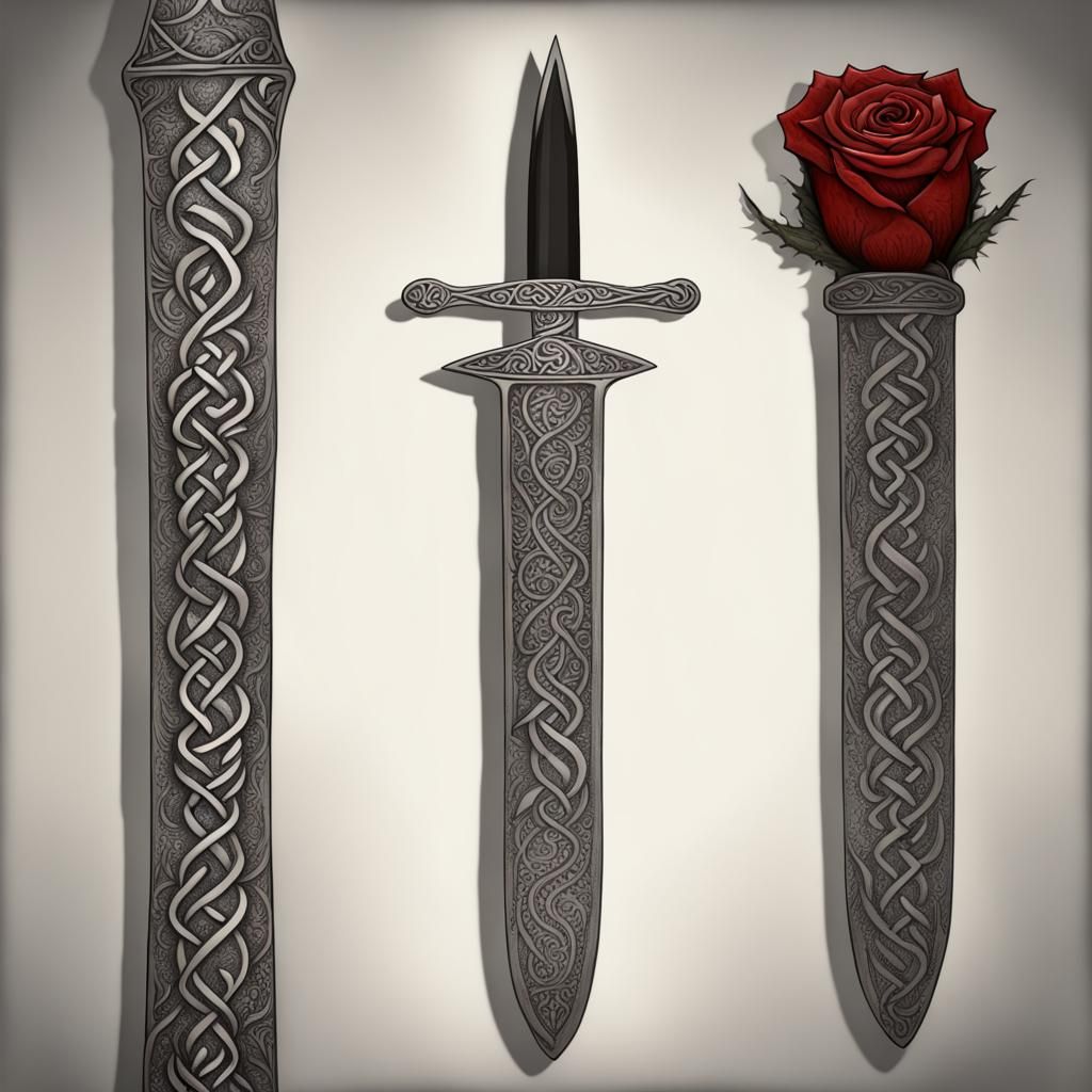 Ancient Etched Metal Weapons - AI Generated Artwork - NightCafe Creator