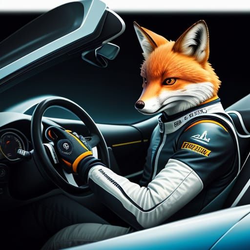 Fox as race car driver - Fox as race car driver
