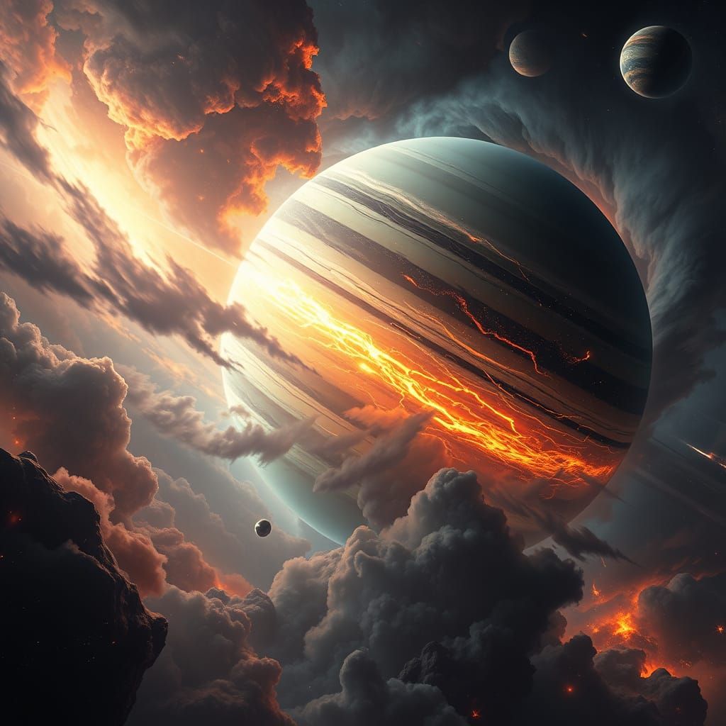 A Turbulent Gas Giant in Perpetual Storm - AI Art