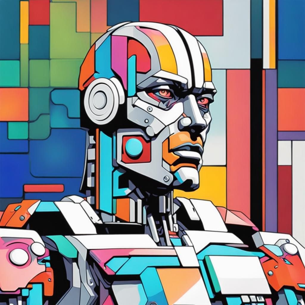 Cyborg Robot Man. Paolozzi. abstract art complementary colors fine ...