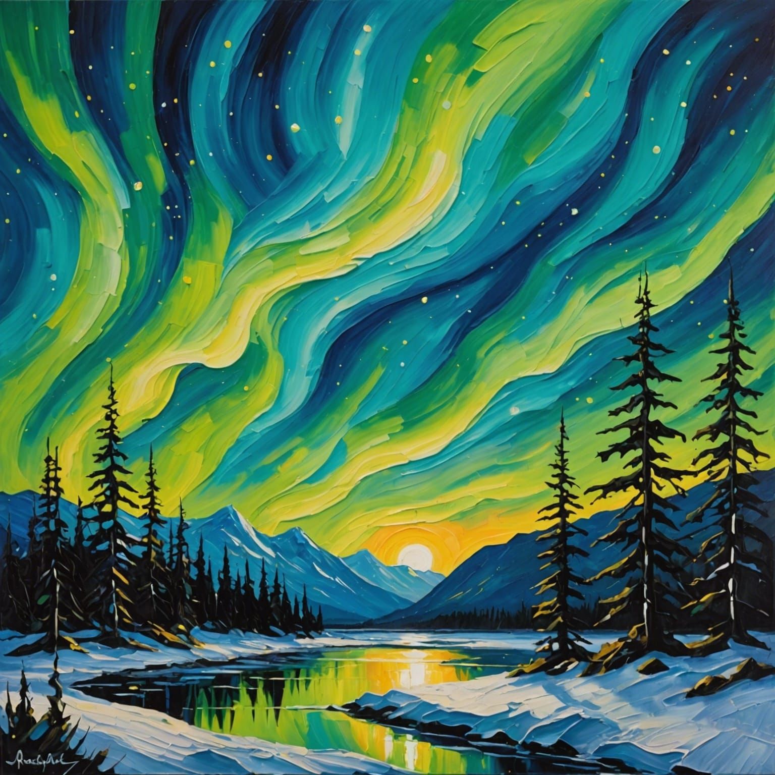 Impasto Painting: Aurora Borealis - AI Generated Artwork - NightCafe ...