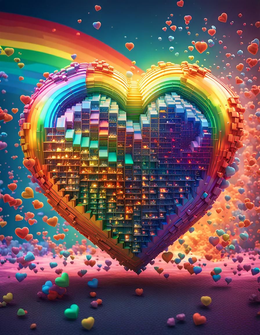 The rainbow heart holographic HDR intricately detailed 8k resolution ...
