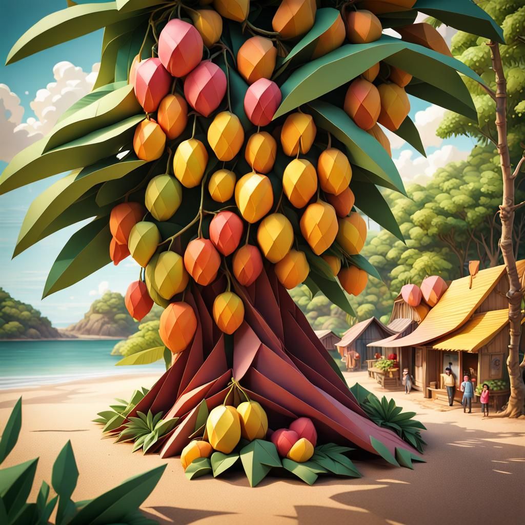 A origami mango tree - AI Generated Artwork - NightCafe Creator