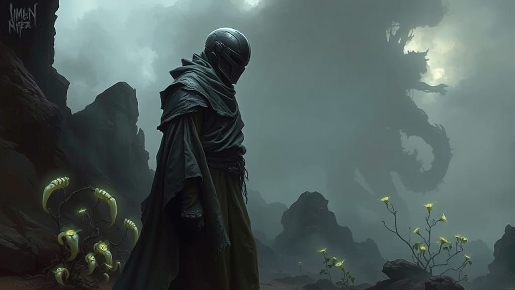 Ethereal Guardian of a Frozen Alien Realm - AI Art