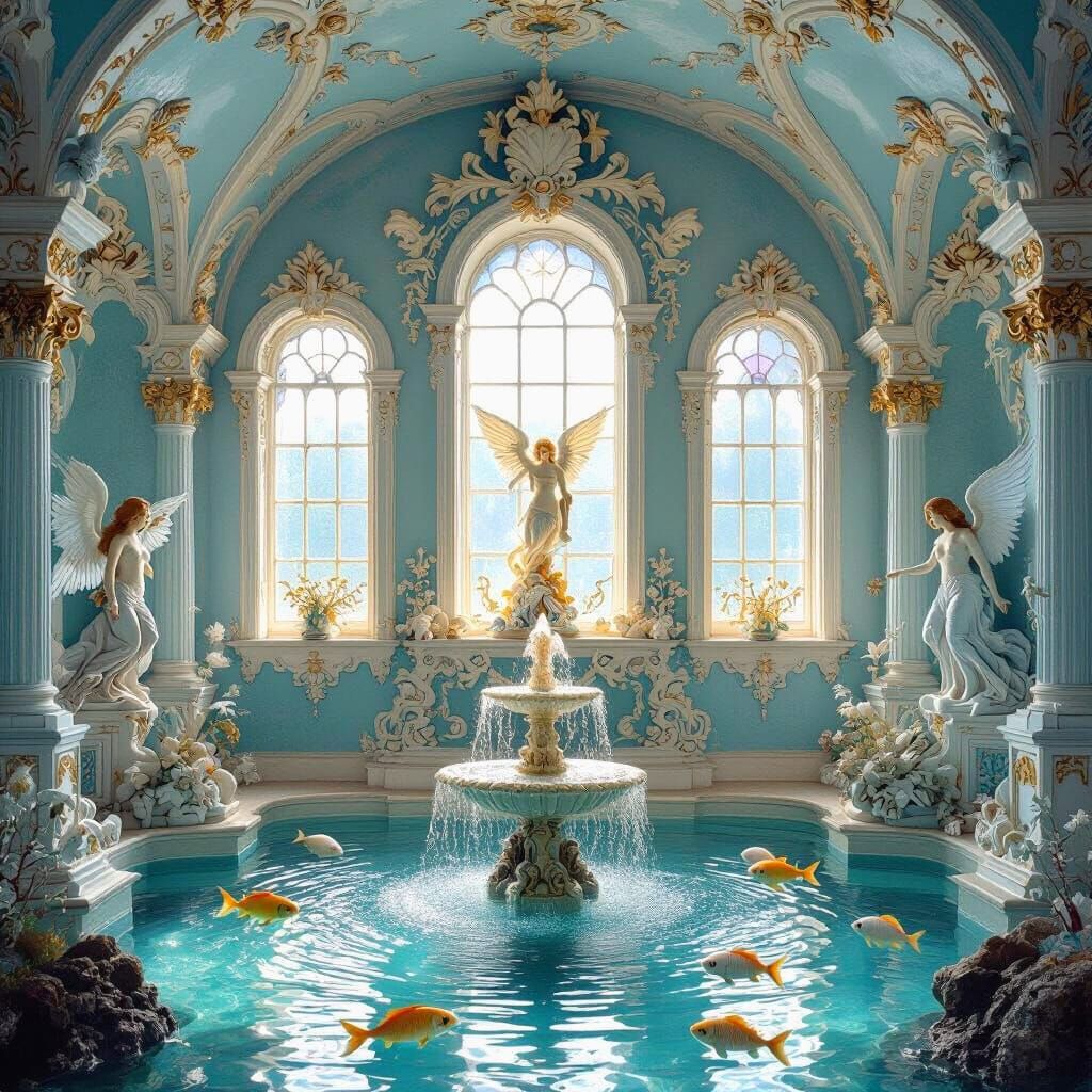 Rococo style palace - Rococo Undersea Church with Fountain ...