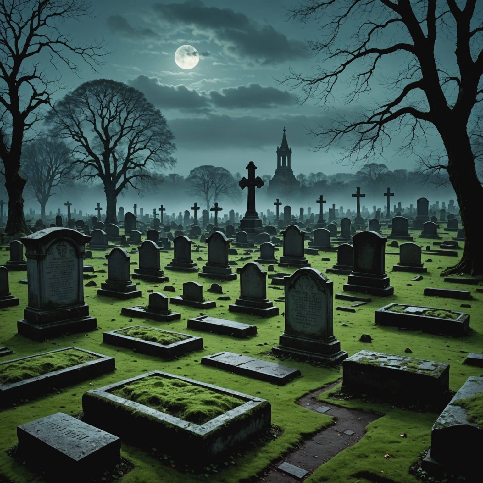 Ethereal Cemetery Twilight Scene in Soft Pastels - AI Art