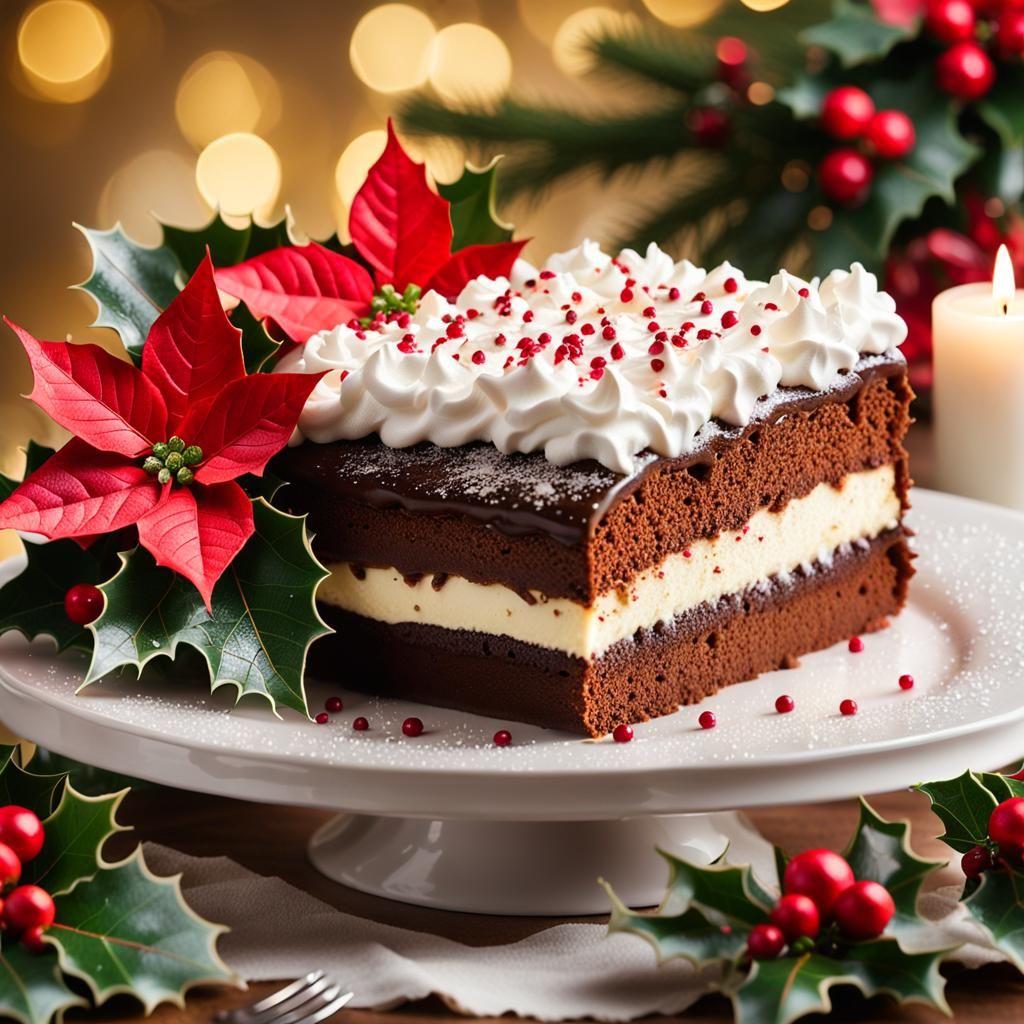 Christmas Yule log Cake Slice - Christmas Yule log Cake Slic...