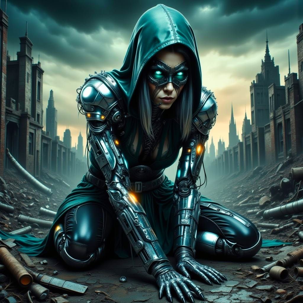 Nothing Left - Cyborg Scavenger in Post-Apocalyptic Ruins