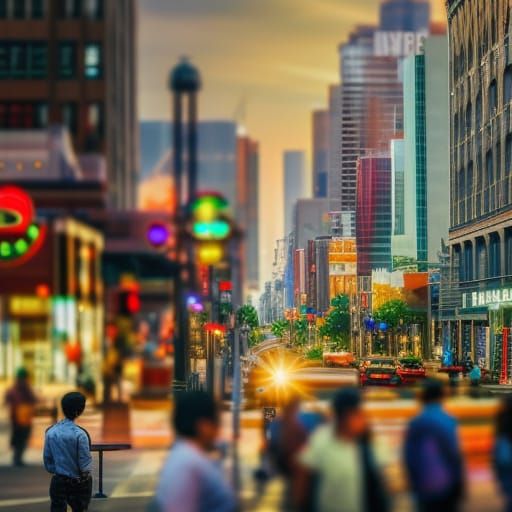 Busy city downtown. people. Professional photography, natural lighting ...