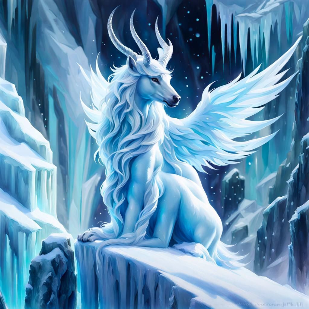 Mythical Ice Creature - AI Generated Artwork - NightCafe Creator