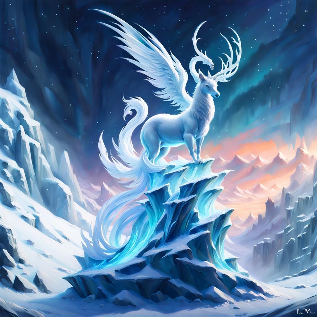 Mythical Ice Creature - AI Generated Artwork - NightCafe Creator