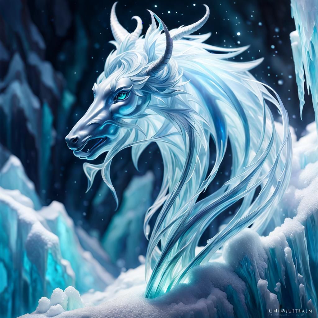 Mythical Ice Creature - AI Generated Artwork - NightCafe Creator