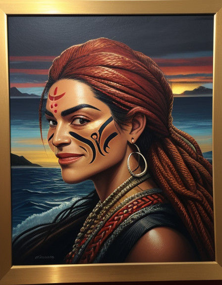 Traditional Maori painting -smiling stunning female pirate head ...
