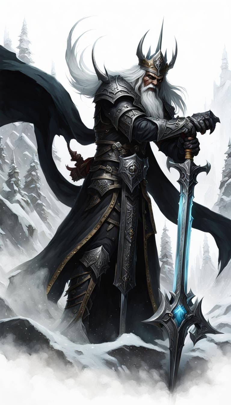 The old tyrant Lich King. He wore thick black skull-shaped heavy armor ...
