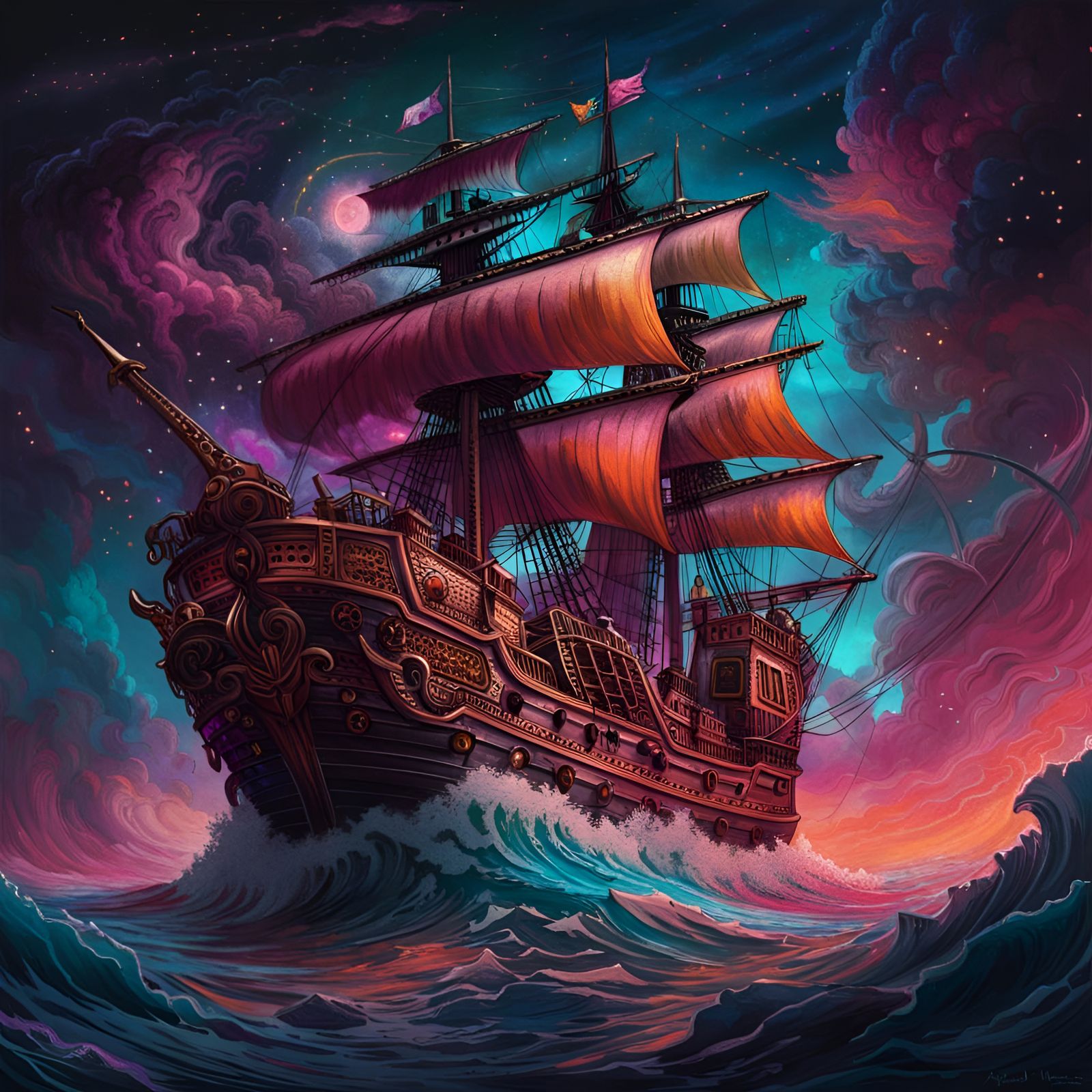 Celestial pirate ship Highway - AI Generated Artwork - NightCafe Creator