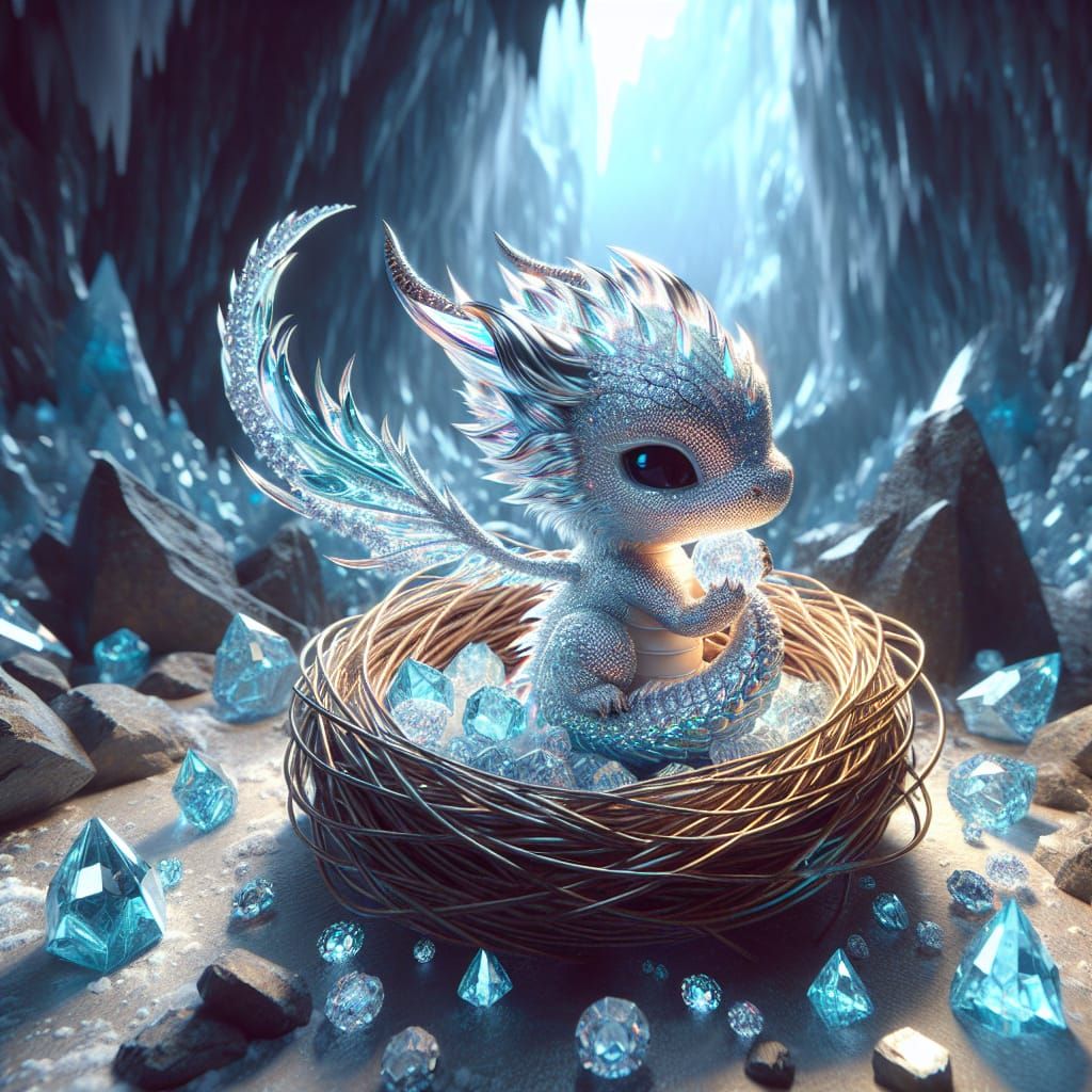 Stubby holographic ice dragon baby!