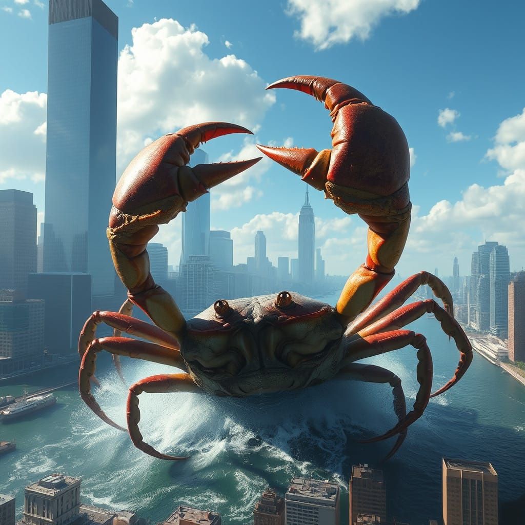 Giant Killer Crab Ascends the New York City Skyscr... - AI Art