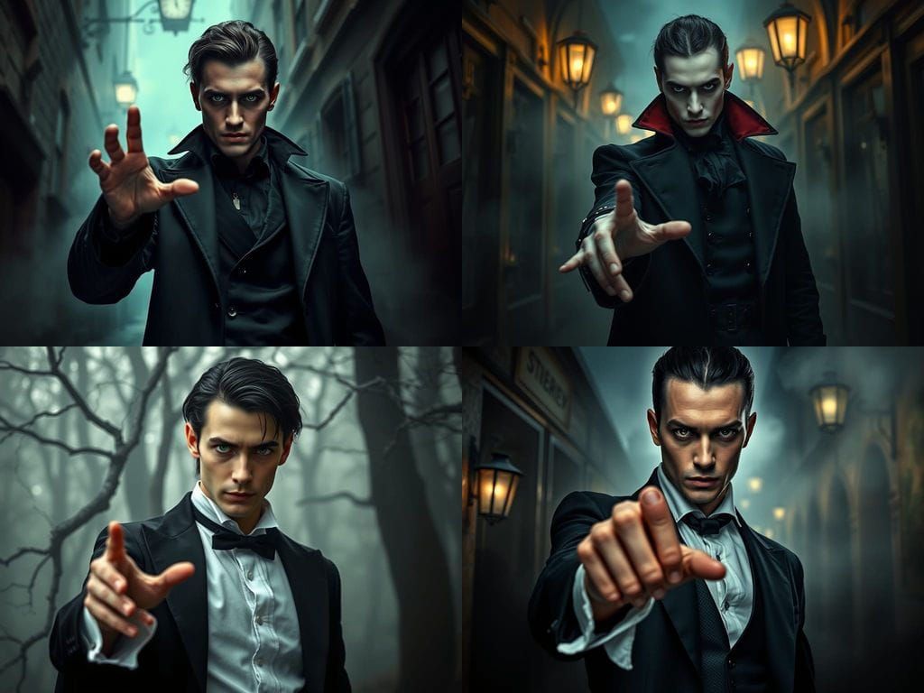 Ethereal Vampire Beckons with Hypnotic Green Eyes - AI Art