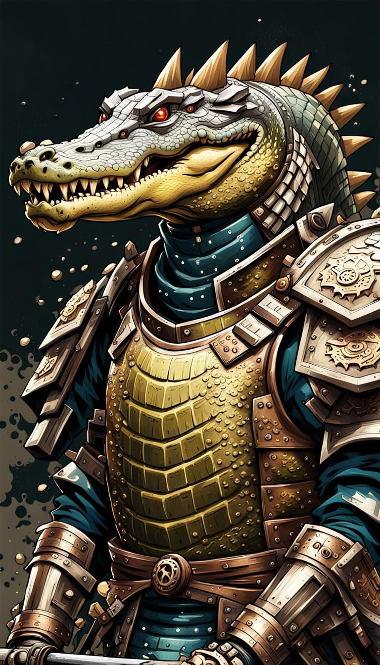 Crocodile wearing shogun armor by artist "anime", Anime Key Visual ...