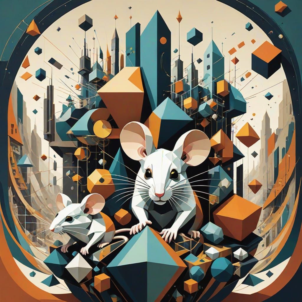 Cubist Mice Colony in Multi-Dimensional Geometric ... - AI Art