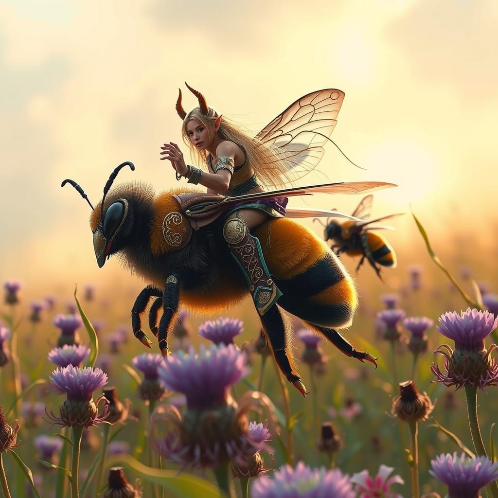 The Queen’s Patrol - Elegant Warrior Elves Ride Majestic Bum...