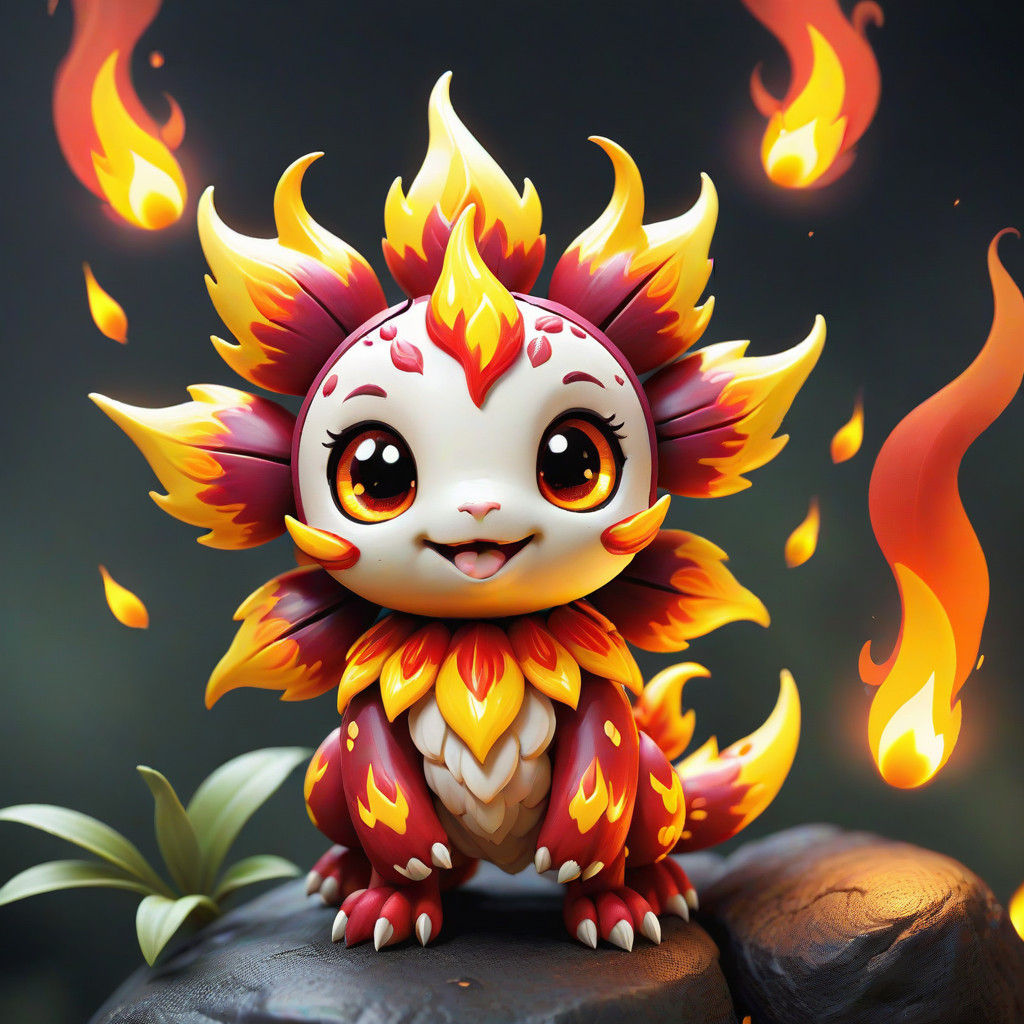 Blazing Floral Sprite Unfurls Fiery Blossoms - AI Art