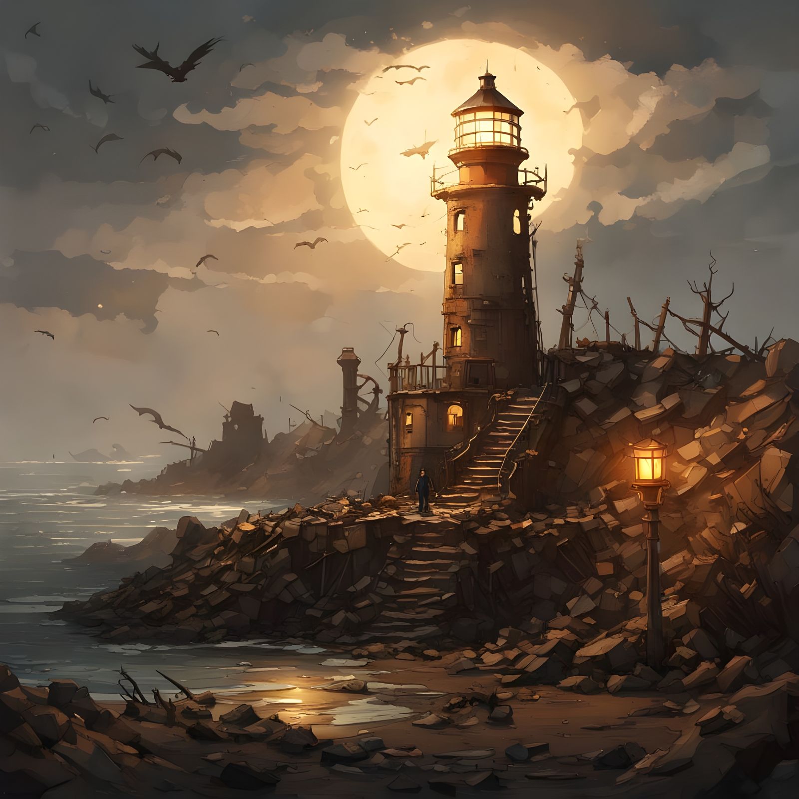 Lighthouse apocalypse - Hyperrealistic Lighthouse Apocalyps...