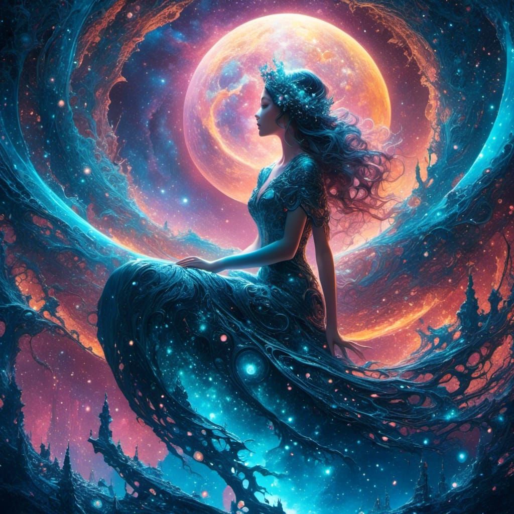 cute_adorable painting_the_moon_on_bioluminescent_nebula_glow_spiral ...