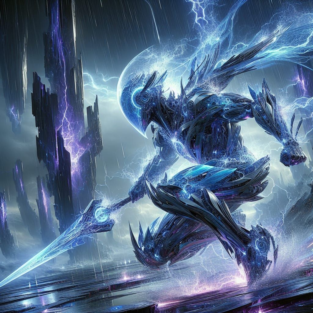 Celestial Warrior in Radiant, Crystal Shard-Armor,... - AI Art