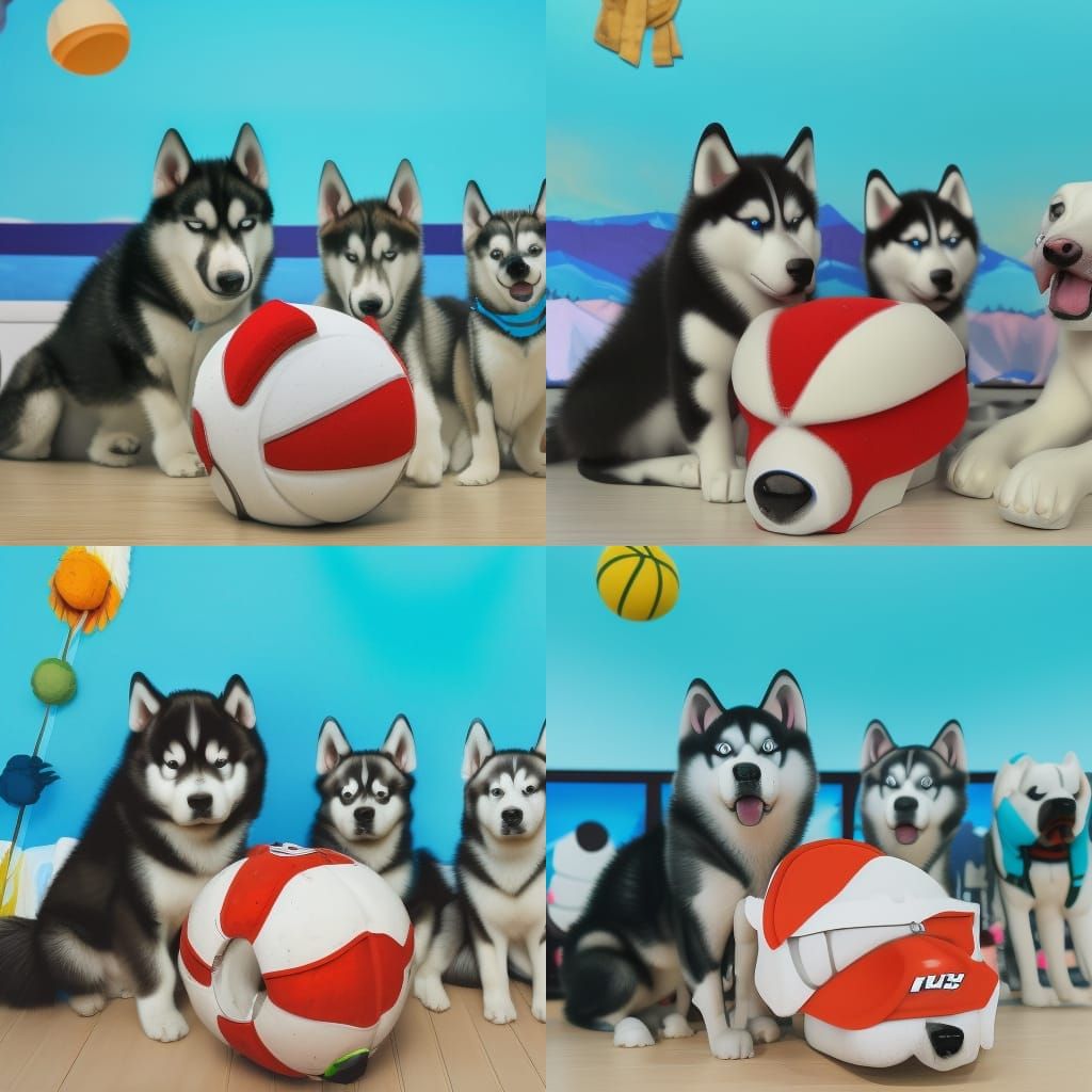Husky dogs 8K resolution wide-angle lens sharp focus - AI Generated ...