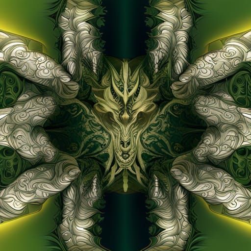 Green Dragon Face - Abstract Portrait - AI Generated Artwork ...