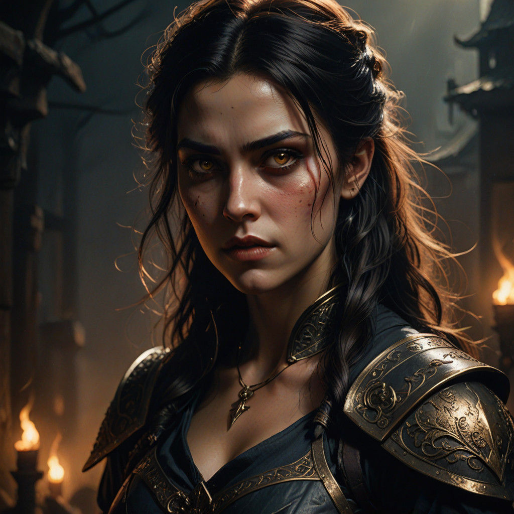 Hyperrealistic Vampire Slayer Portrait in Dark Fan... - AI Art