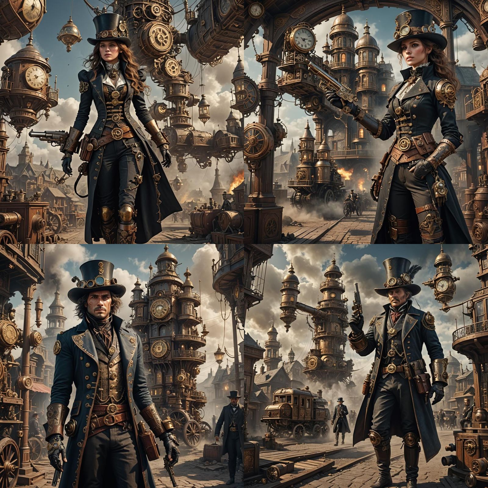 High fantasy Victorian age: steampunk gunslinger automaton: 16k ...