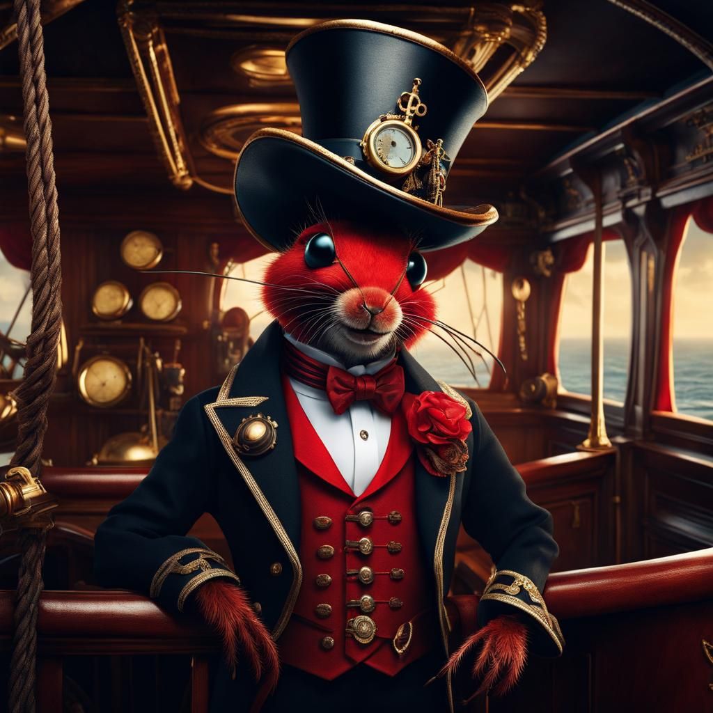 dapper red squirrel on a ship - AI Generated Artwork - NightCafe Creator