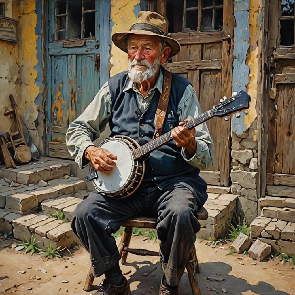 an old man playing banjo in Ukraine - AI Generated Artwork - NightCafe ...