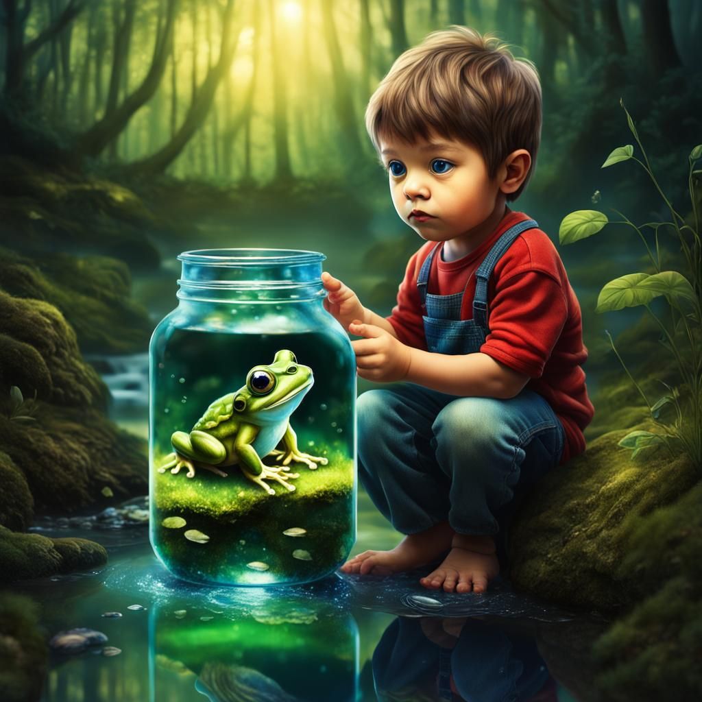 A boy and his frog - AI Generated Artwork - NightCafe Creator