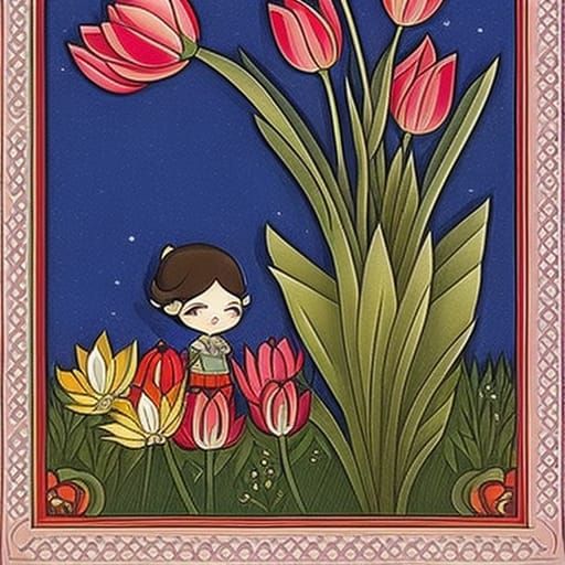 Tulips, kawaii chibi - AI Generated Artwork - NightCafe Creator