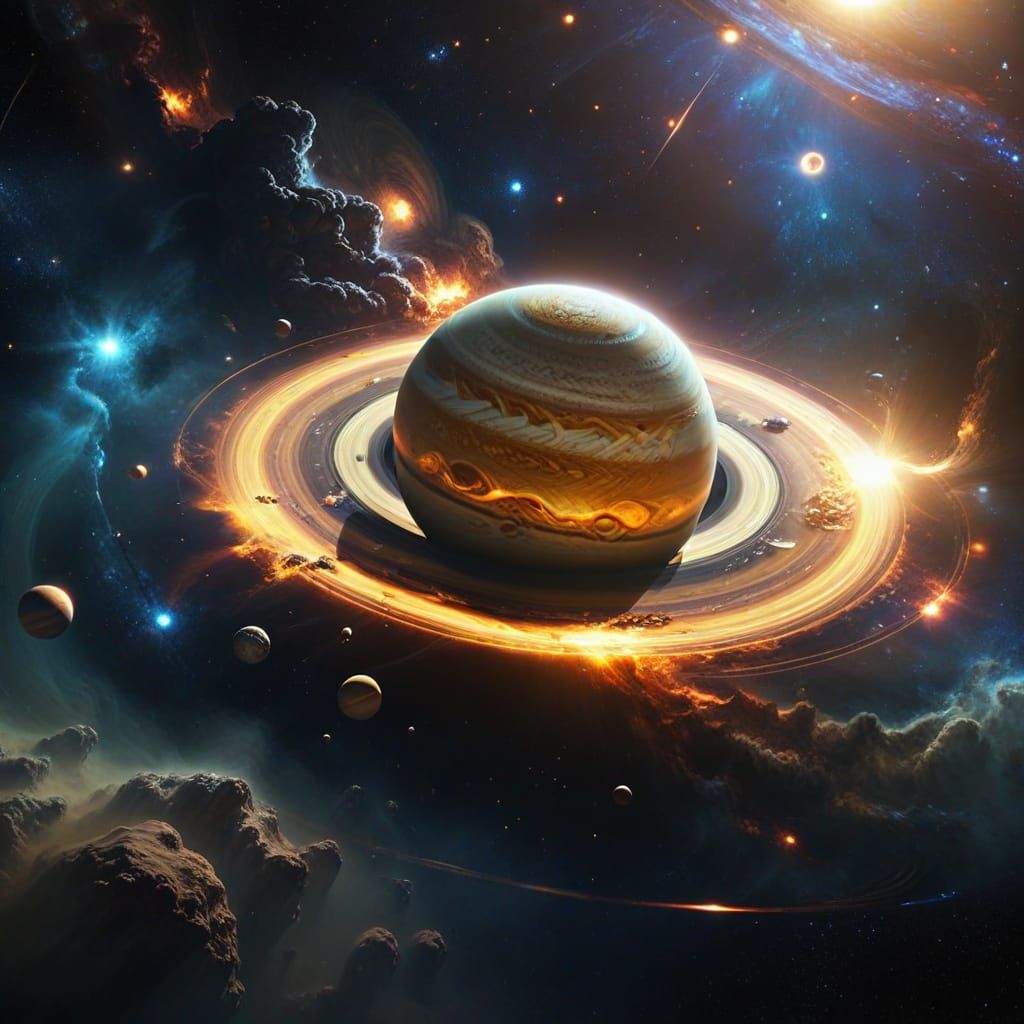 Planets rotating around the sun. - Planets in Vibrant Cosmic...