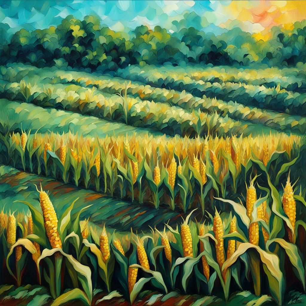 painting of a field of corn ready to harvest - AI Generated Artwork ...