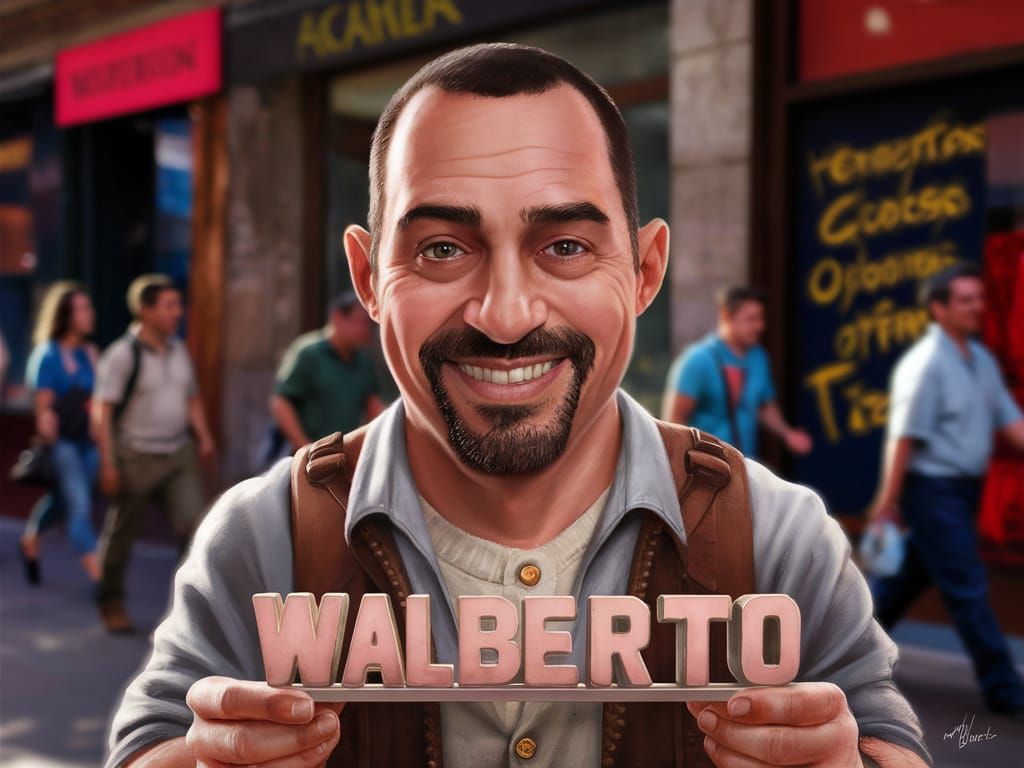 Walberto, with a name sign - AI Generated Artwork - NightCafe Creator