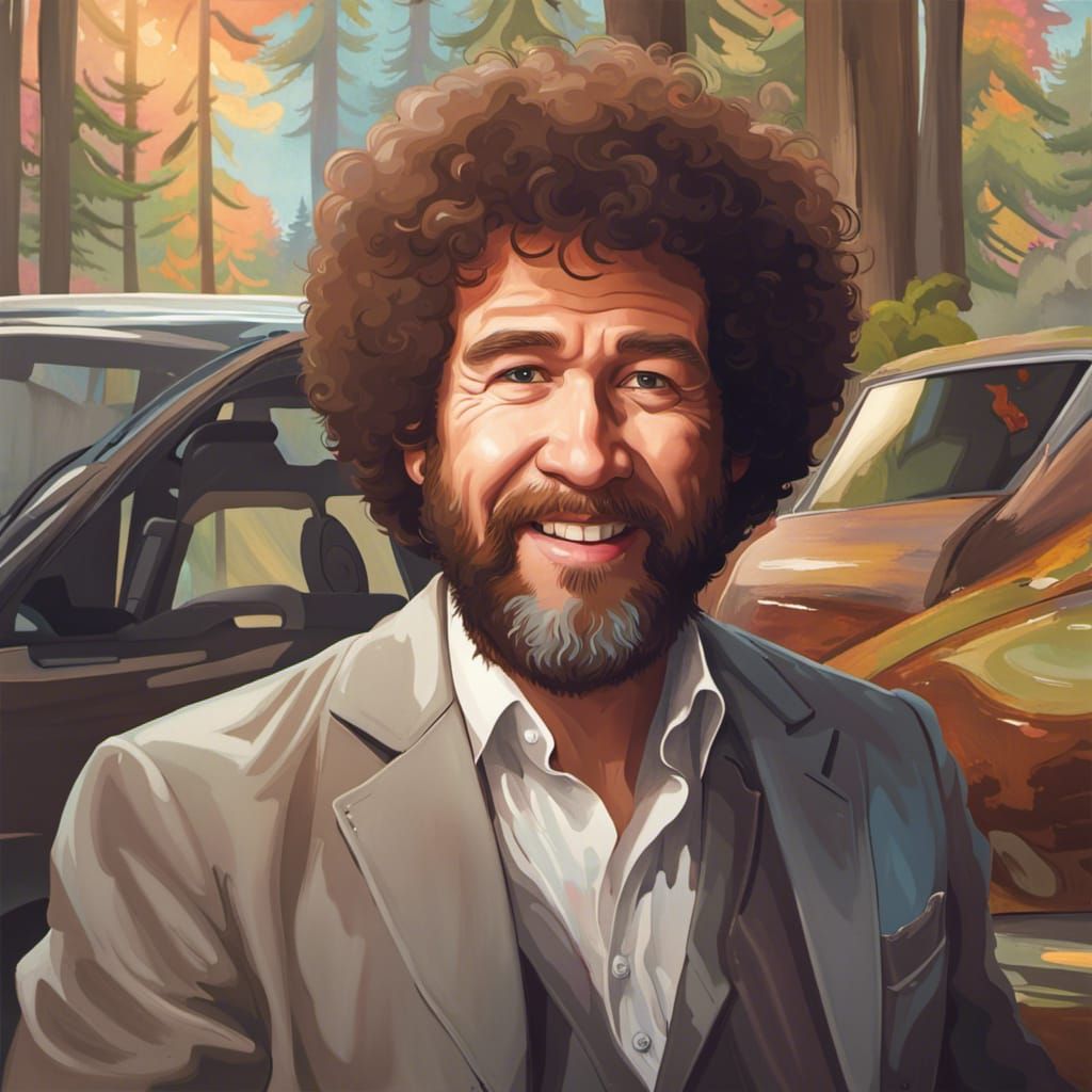 Bob Ross being a car salesman - AI Generated Artwork - NightCafe Creator