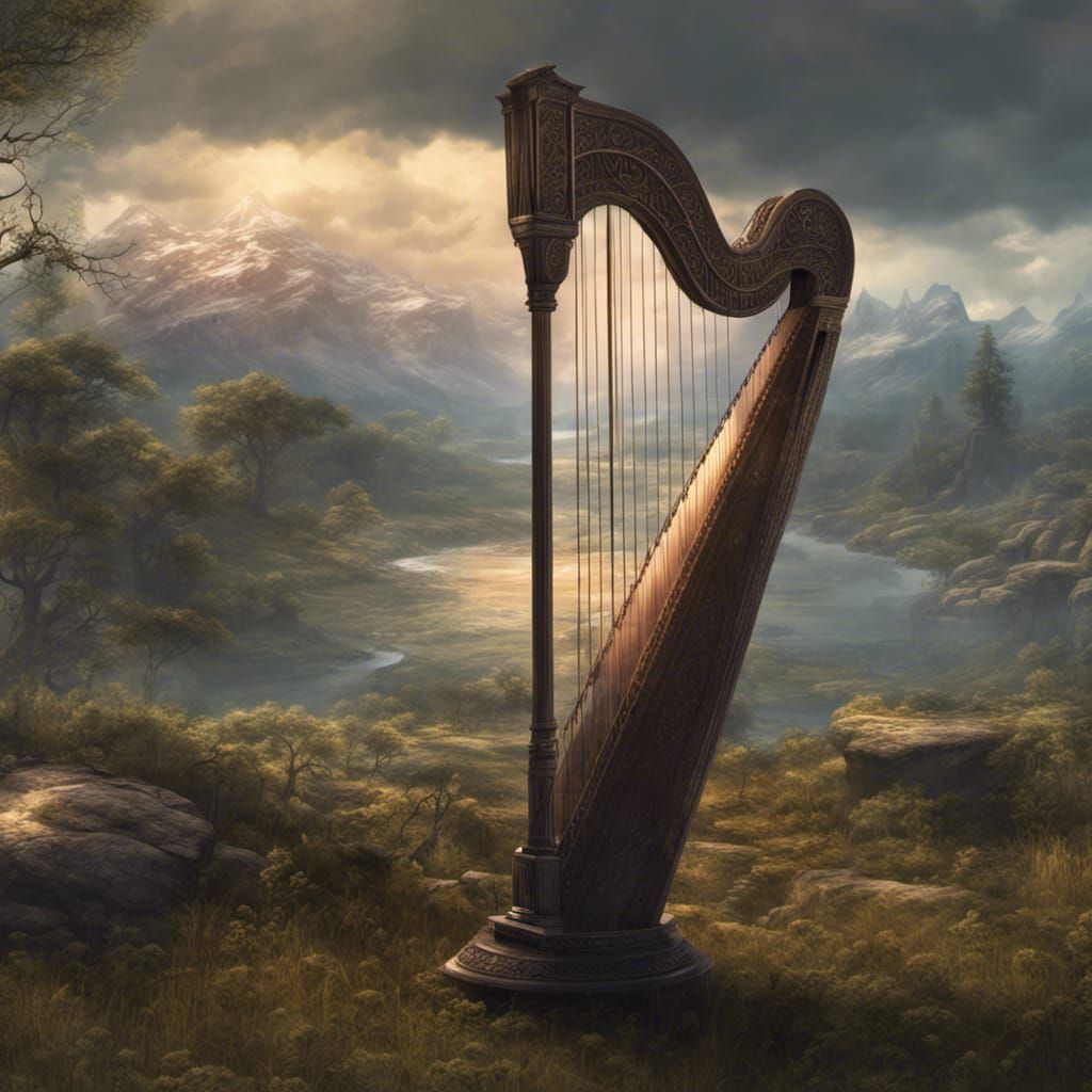 ancient Celtic harp fantasy land - AI Generated Artwork - NightCafe Creator