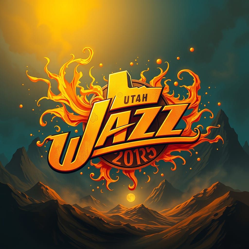 Utah Jazz retro logo - Surreal Utah Jazz Logo in Rich, Matte...